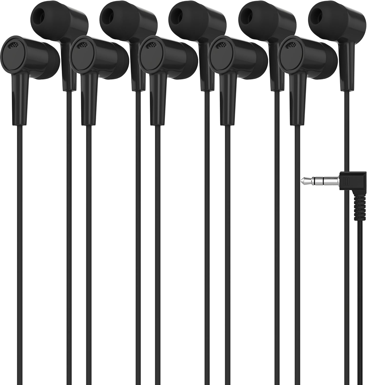 Bulk Earbuds 5 Pack Black in-Ear Stereo Headphones for School Classroom ...
