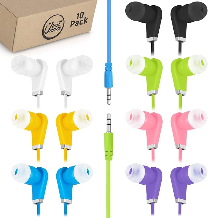 Bulk Earbuds Bits, 10 Pack of Colorful in-Ear Earbuds, 3.5mm Stereo in ...