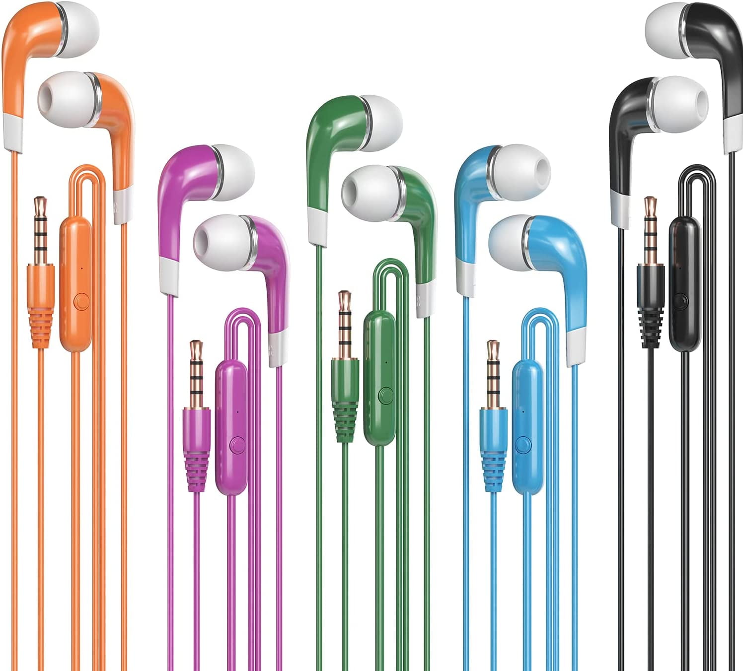 Bulk Earbuds with 10 Pack, Wired Earbuds Earphones Multicolor Headphones with mic for Kids ...