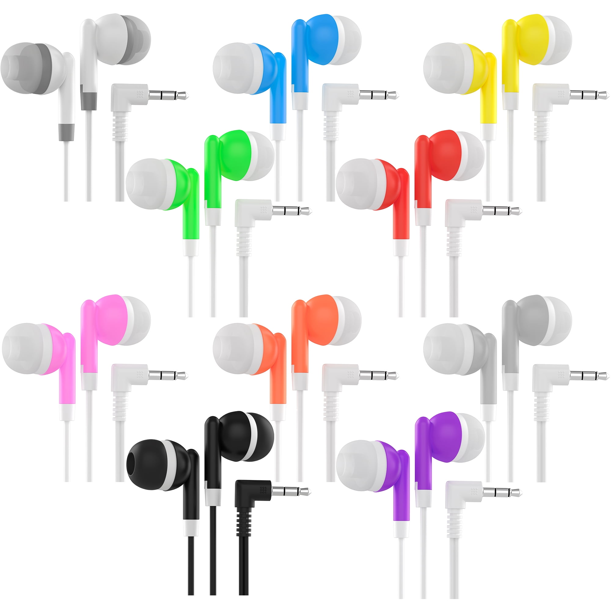 Free Shipping! Bulk Earbuds with 3.5 mm Headphone Plug - 100 Pack ...