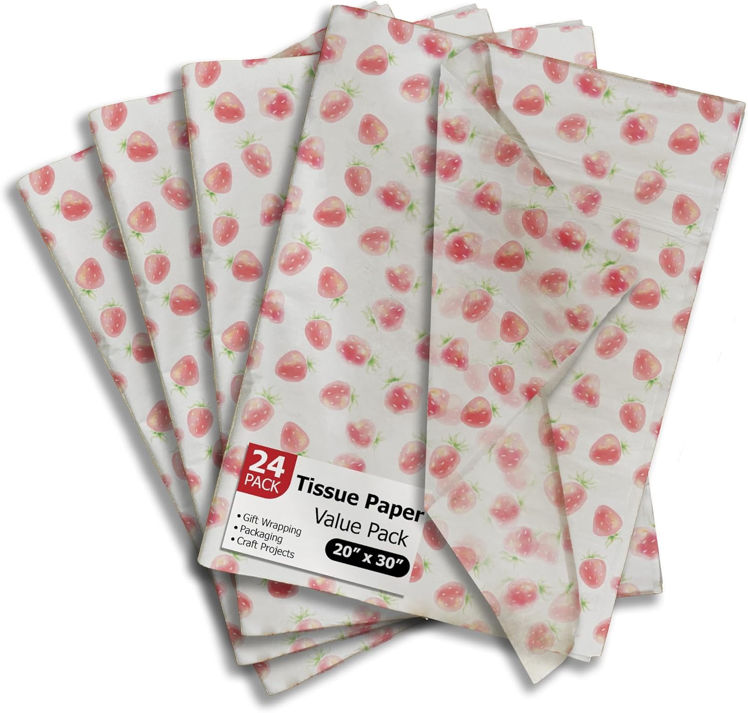 -Bulk Elegant Strawberry Printed Tissue Paper for Wrapping, Gift Boxes ...