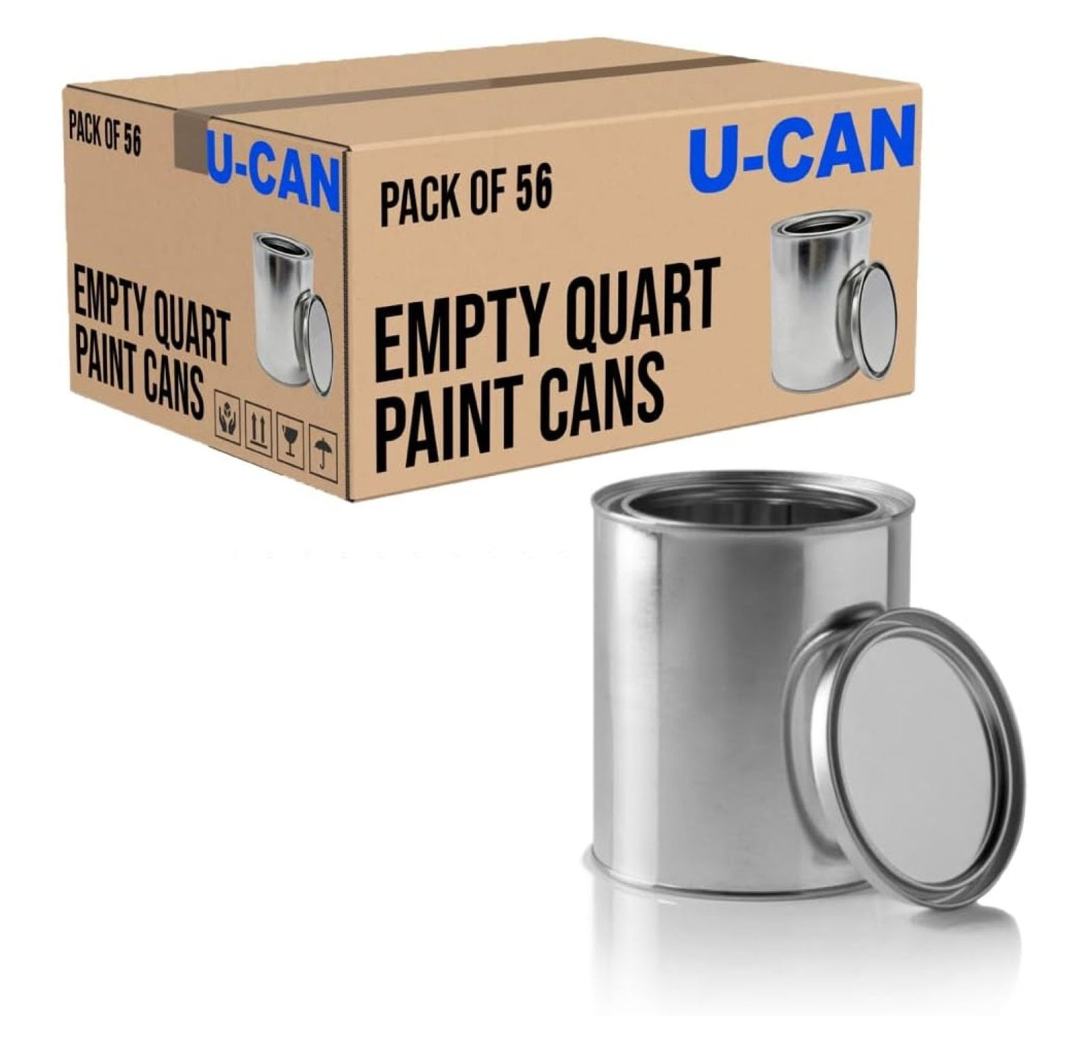 Bulk Empty Quart Paint Cans with Lids - Box of 56 - Multi-Purpose Empty ...