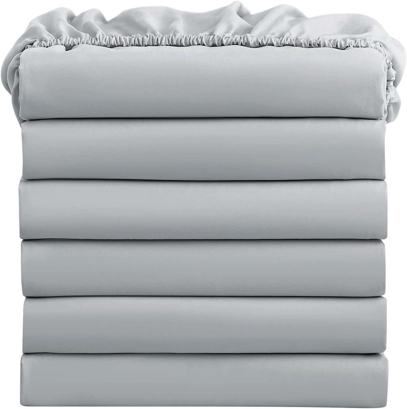 Bulk Fitted Sheets Pack of 4 Piece, Light Grey Fitted Bed Sheets 54" X ...