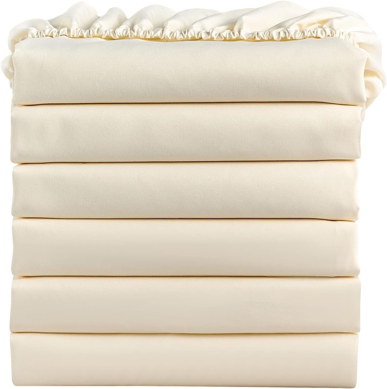 Bulk Fitted Sheets Pack of 8 Piece, Ivory Fitted Bed Sheets 39" X 75" X ...