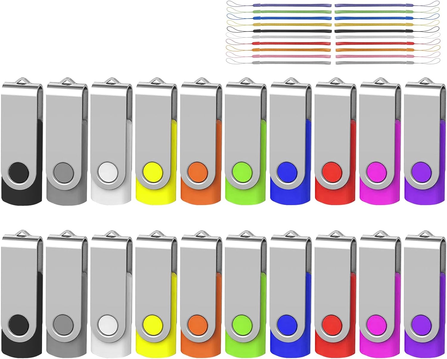 Bulk Flash Drive 8GB 20 Pack, USB 2.0 Swivel Thum Drive Bulk Pendrive ...