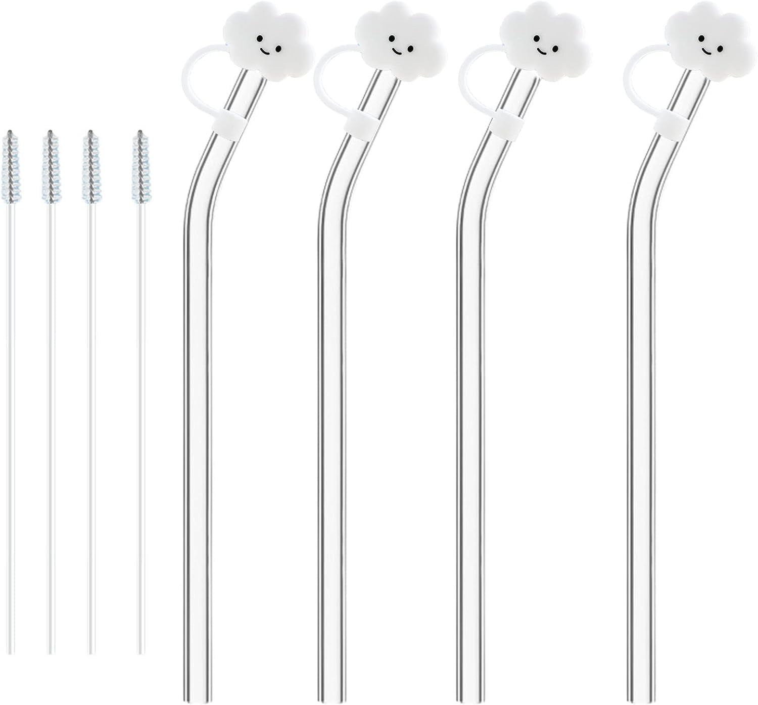 Bulk Glass Straws with Straw Tips Cover Reusable Glass Drinking Straws ...