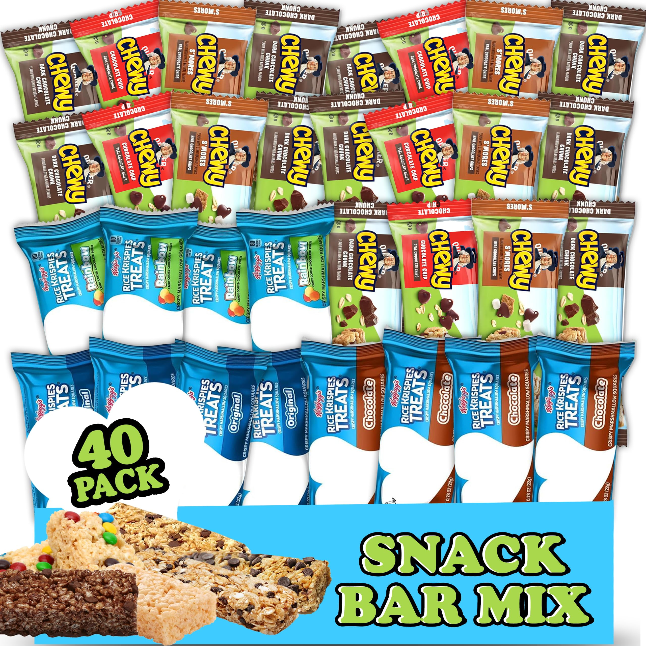 Bulk Granola Bars Variety Pack, 40 TVS1 Count Healthy Bars, 6 Flavors ...