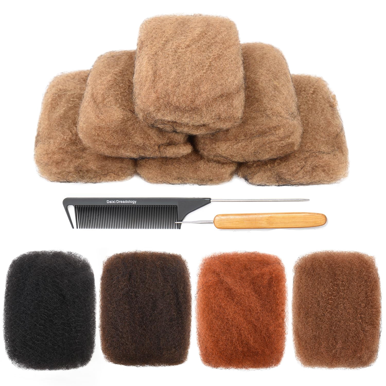 Bulk Human Hair, 50 Gram Fluffy Soft Kinky Curly Bulk for Dreadlocks ...