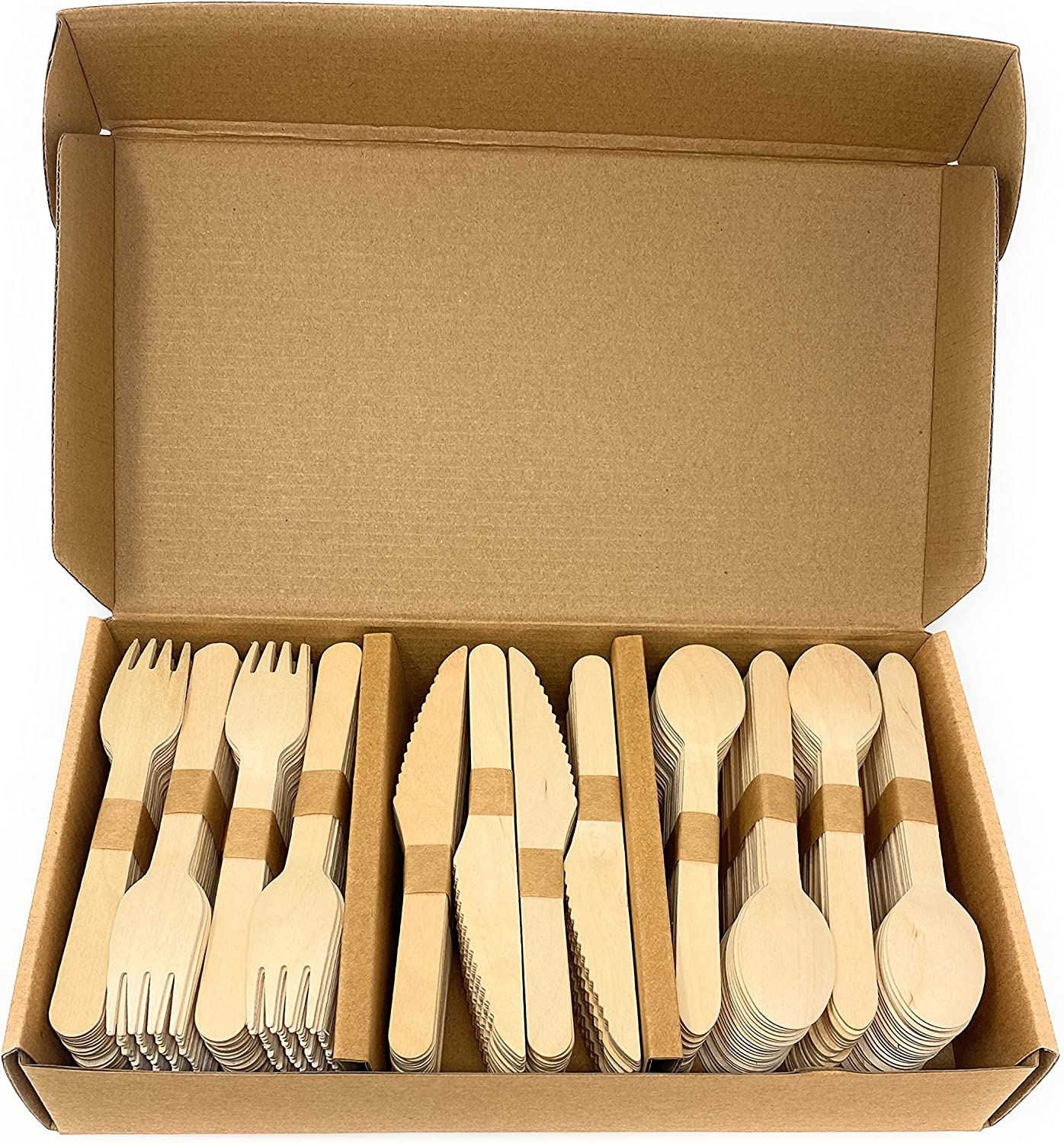 Bulk Jumbo 300 Piece Disposable Wooden Pic Nic Cutlery Party Tableware ...