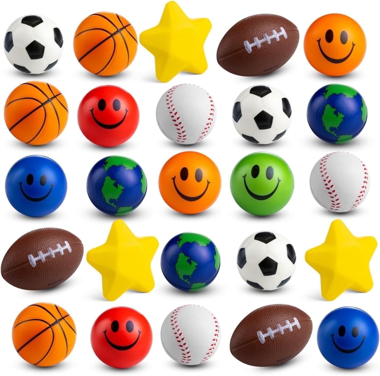 Bulk Mini Stress Balls For Kids (25 Pack) 2-3 Inch Soft Squeezable ...