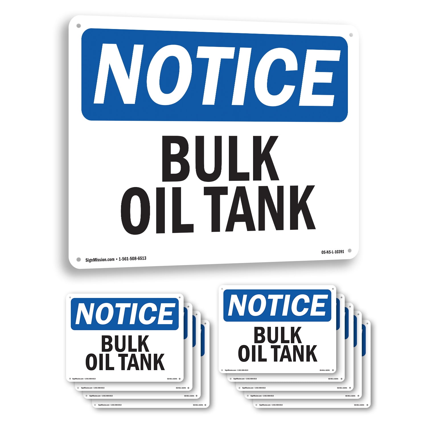 Bulk Oil Tank OSHA Notice Rigid Plastic Sign 10 Inch x 7 Inch - 10 Pack ...