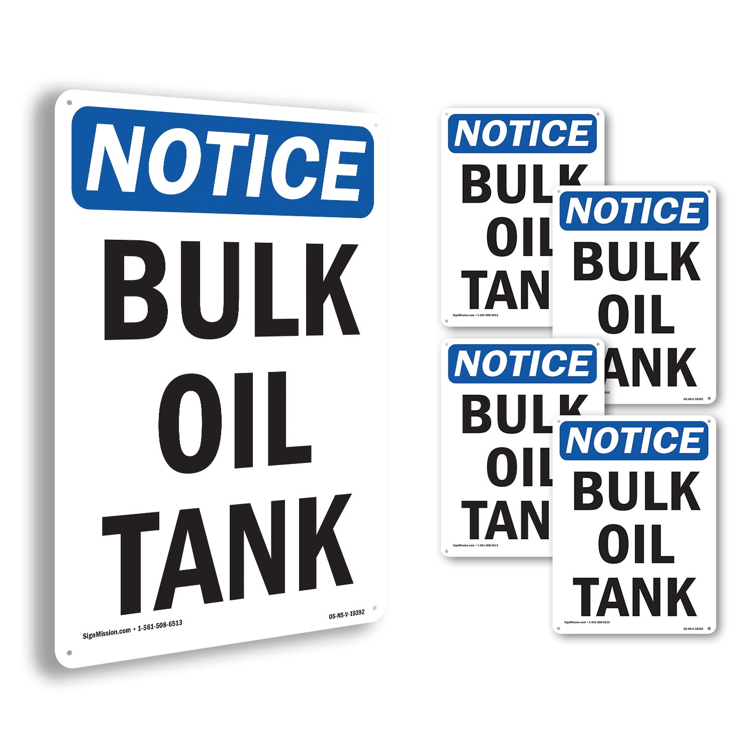 Bulk Oil Tank OSHA Notice Rigid Plastic Sign 24 Inch x 18 Inch - 5 Pack ...