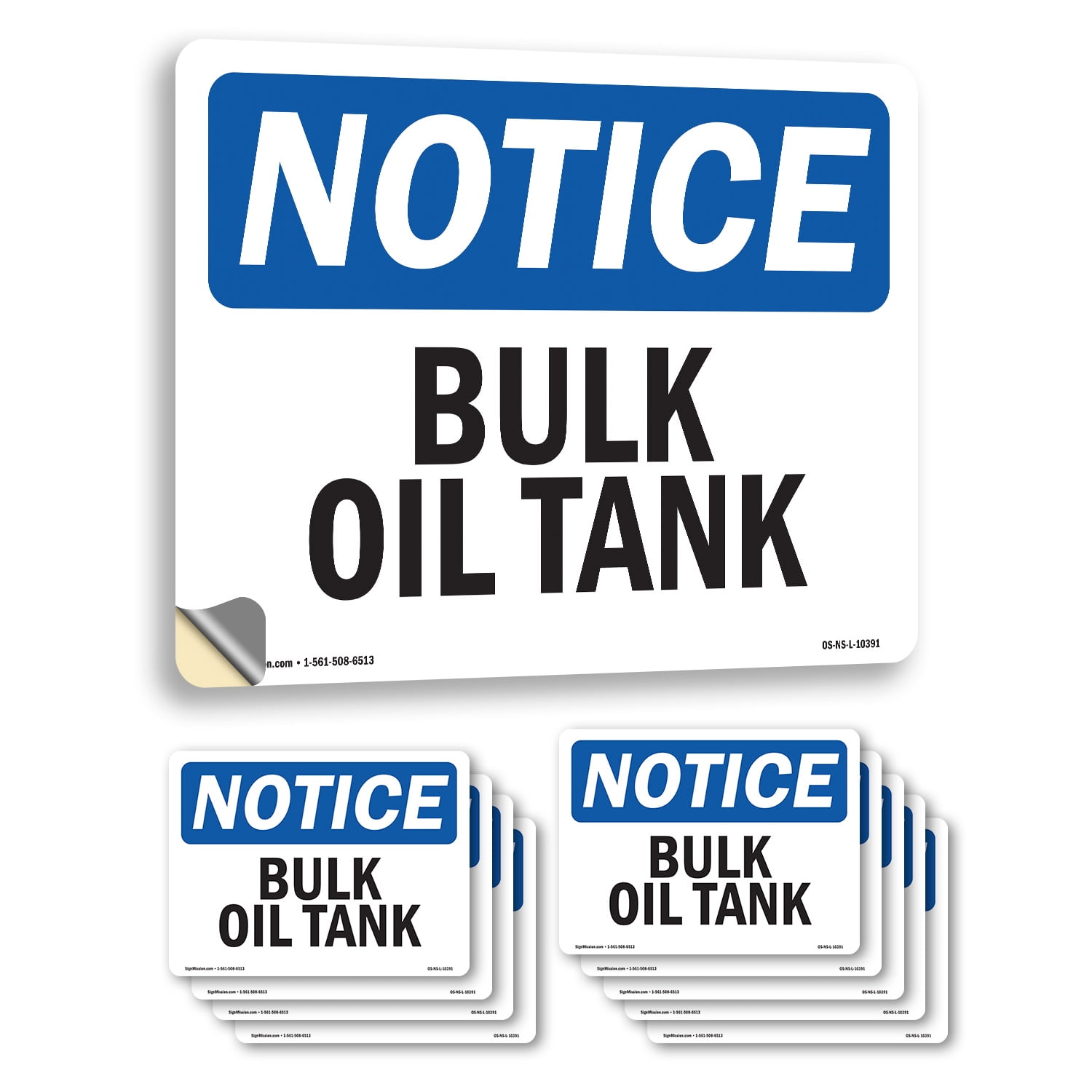 Bulk Oil Tank OSHA Notice Vinyl Decal Label 14 Inch x 10 Inch - 10 Pack ...