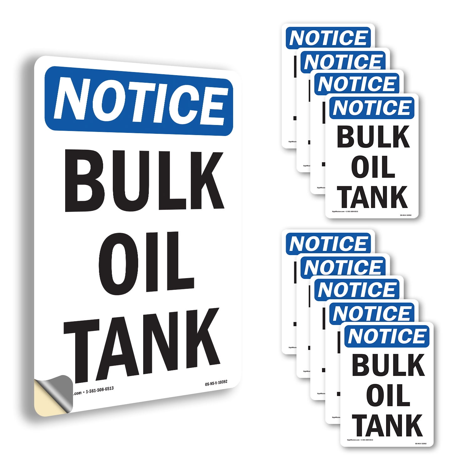 Bulk Oil Tank OSHA Notice Vinyl Decal Label 5 Inch x 3.5 Inch - 10 Pack ...