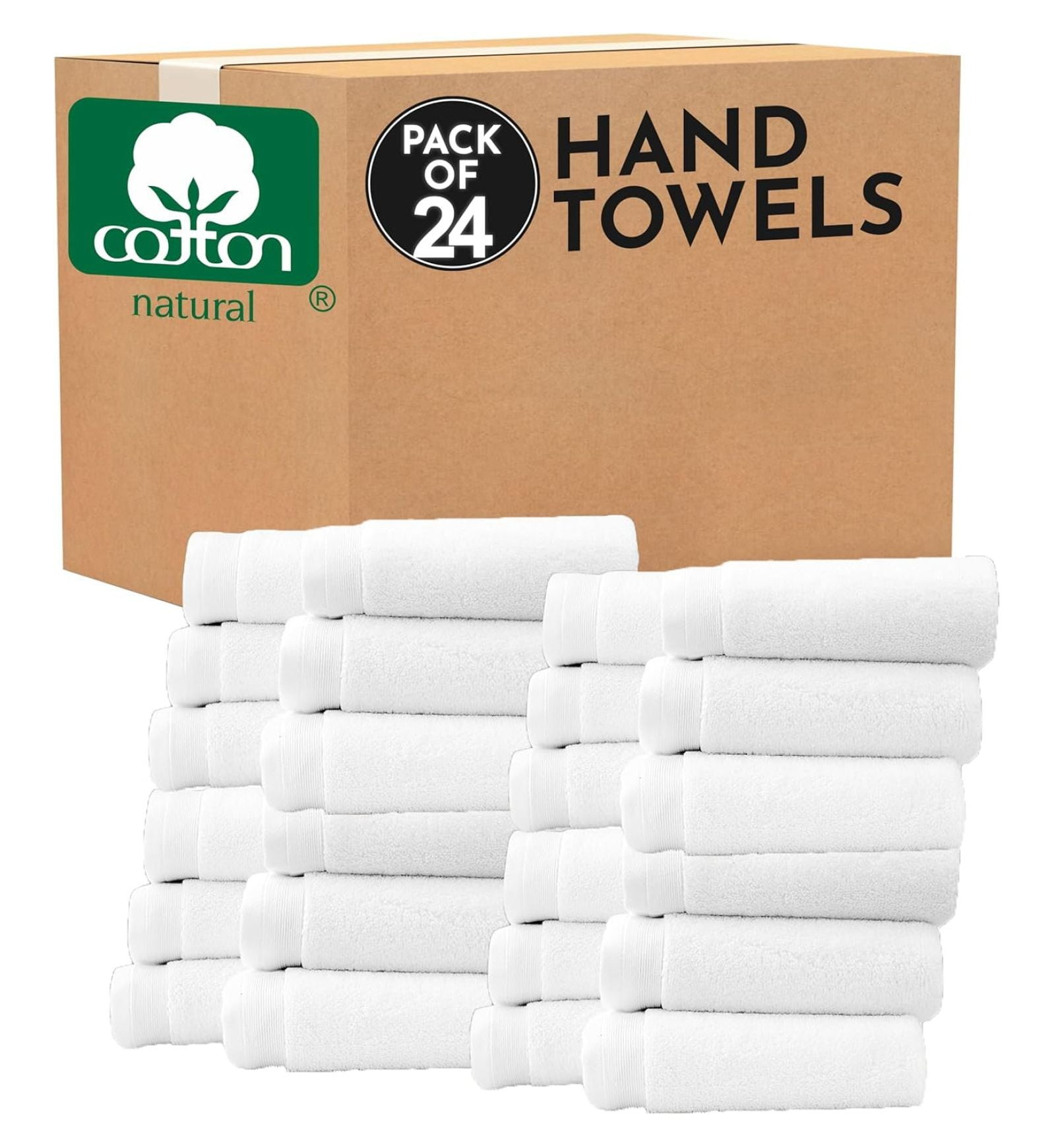 Bulk Pack of 24 Luxury Hand Towels - 100% Cotton, Soft, Quick-Dry ...