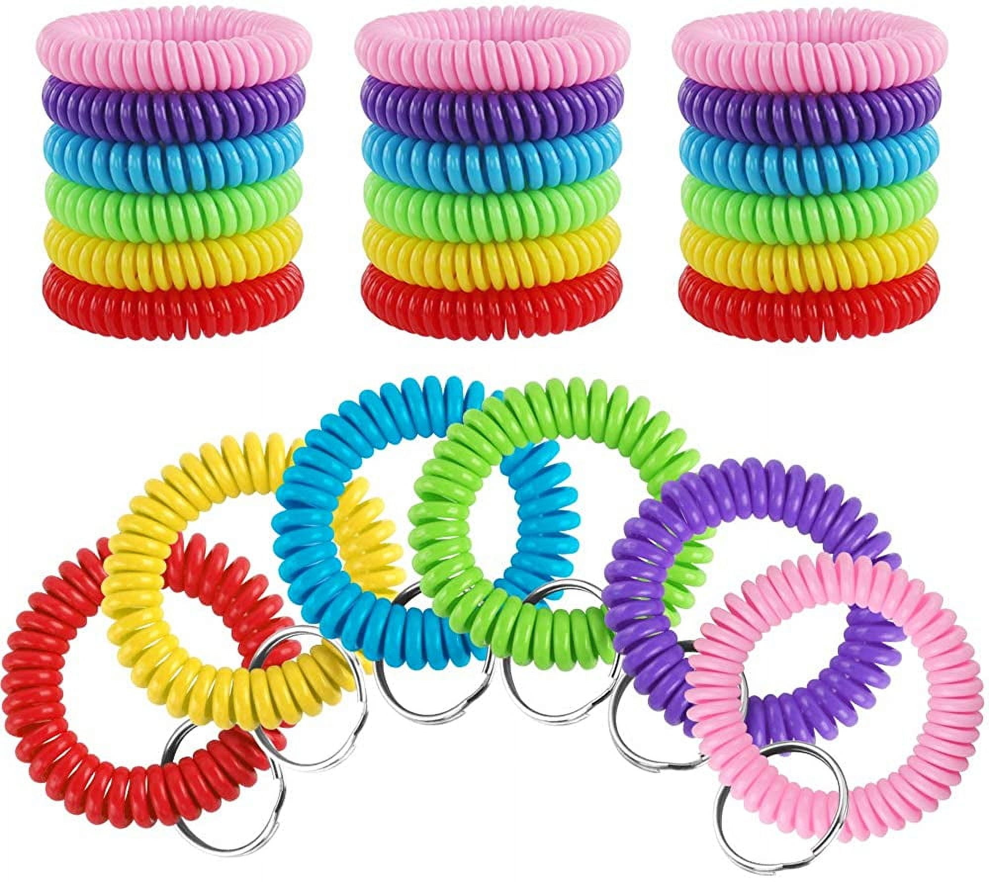Bulk Pack of 30 Wrist Coil Key Chains - Spring Spiral Keychains in 6 ...