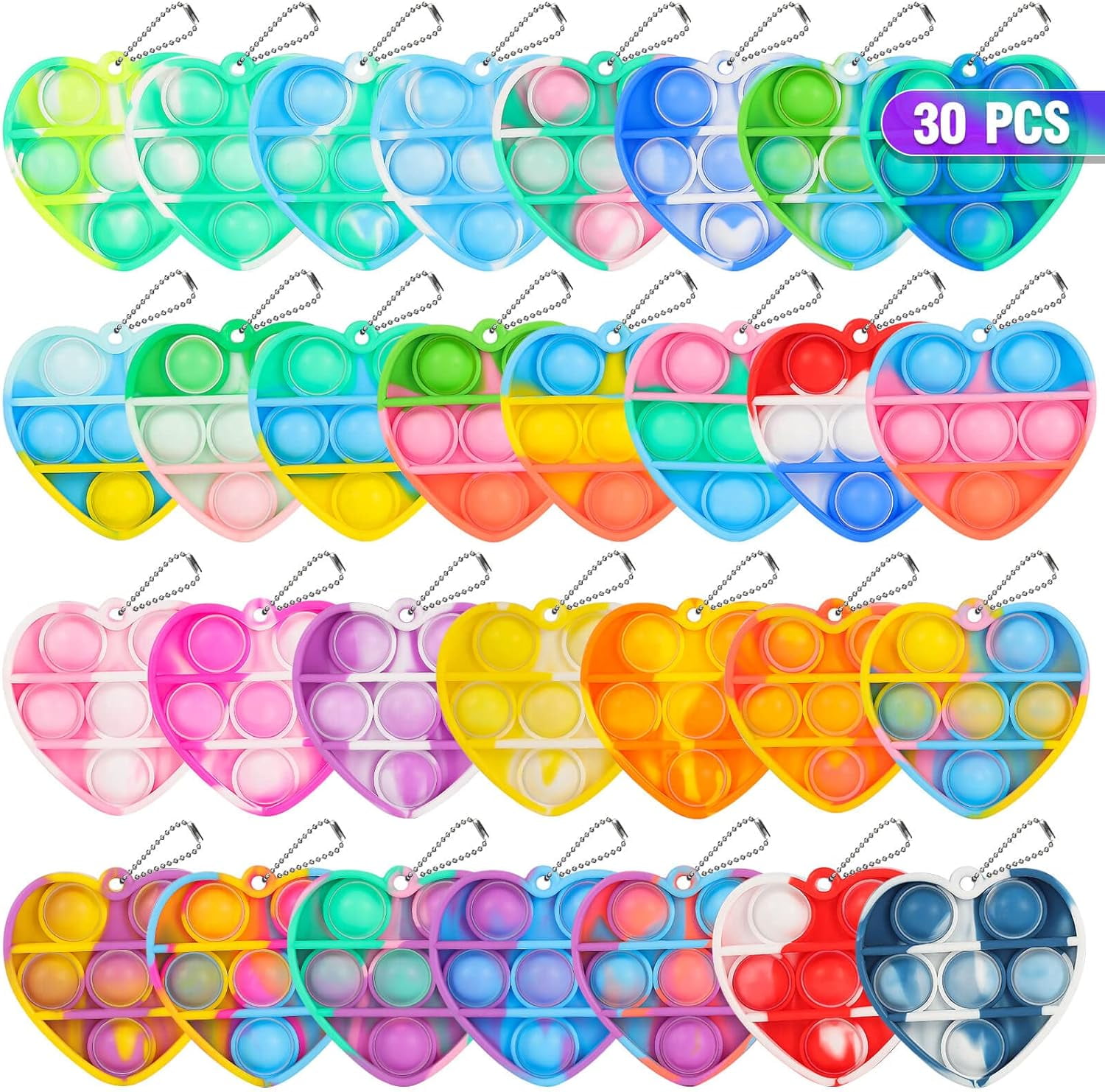Bulk Its Party Favors for Kids 30 Pack Mini Pop Keychain It Fidget Toy Fidgets for Classroom ...