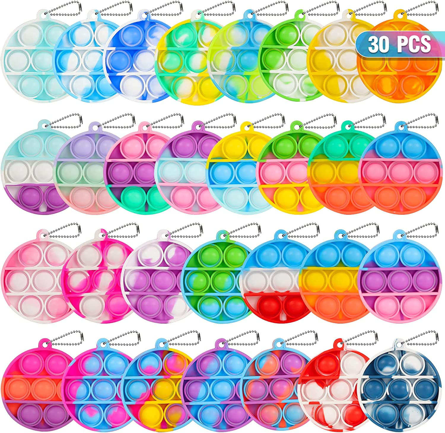 Bulk Its Party Favors for Kids 30 Pack Mini Pop Keychain It Fidget Toy Fidgets for Classroom ...