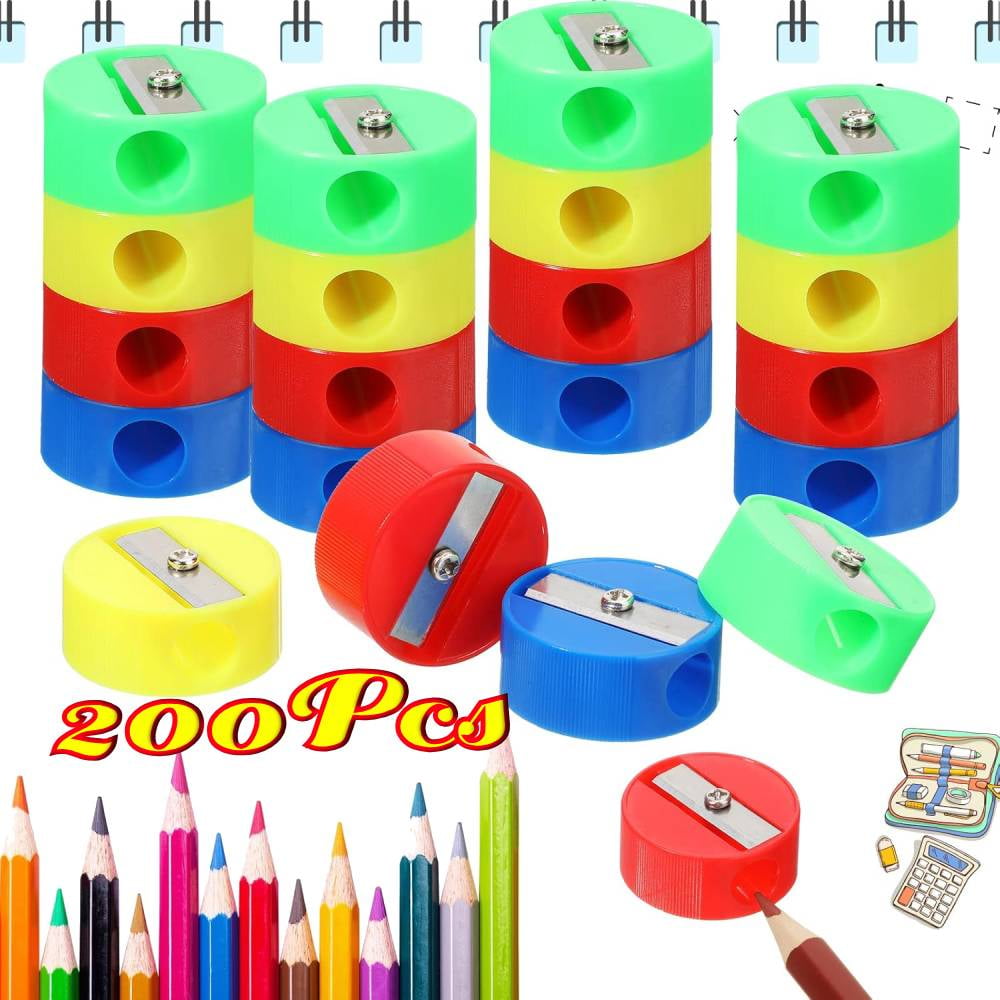 Bulk Pencil Sharpeners, 200 Manual Sharpeners, Red, Green, Blue,Yellow ...