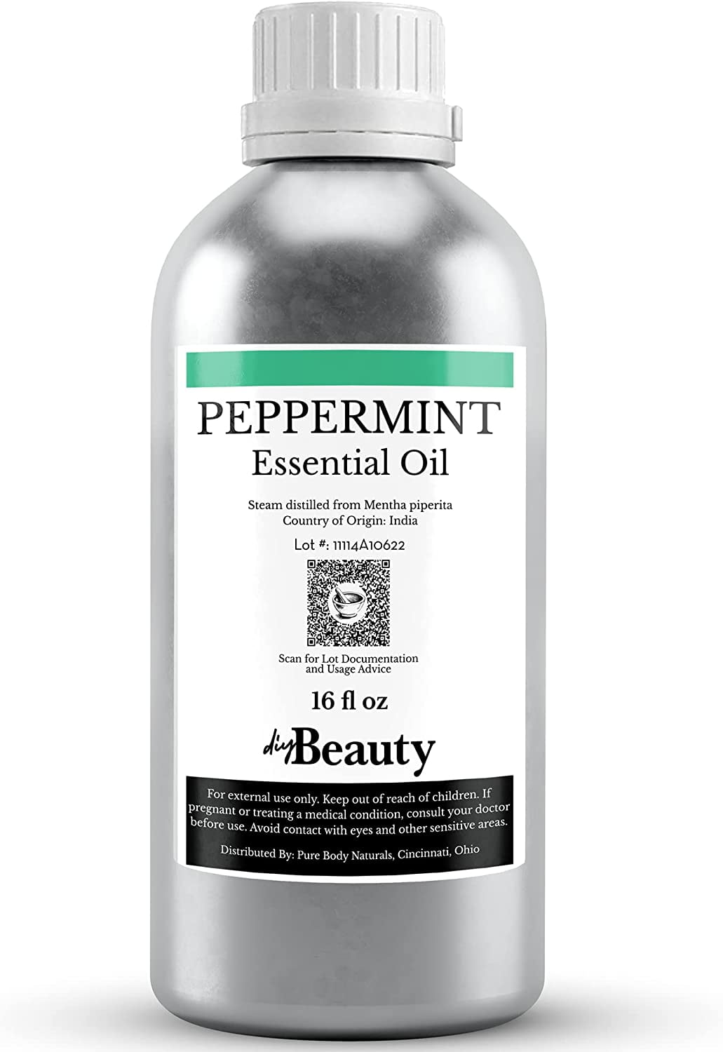Bulk Peppermint Essential Oil - Large Size 16 fl oz Bottle, 100% Pure ...