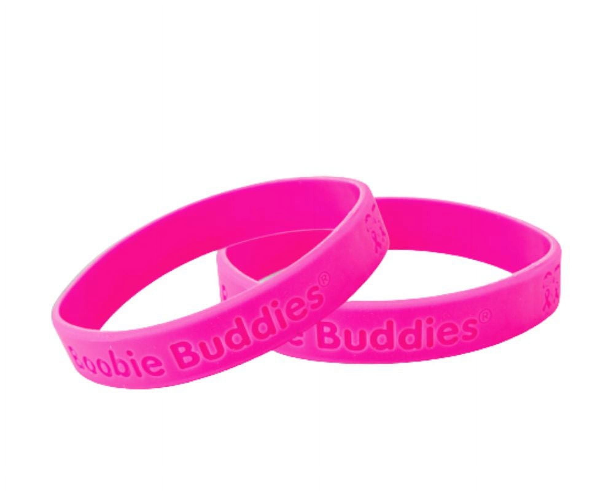 Bulk Pink Boobie Buddies Breast Cancer Awareness Silicone Bracelets (50 ...