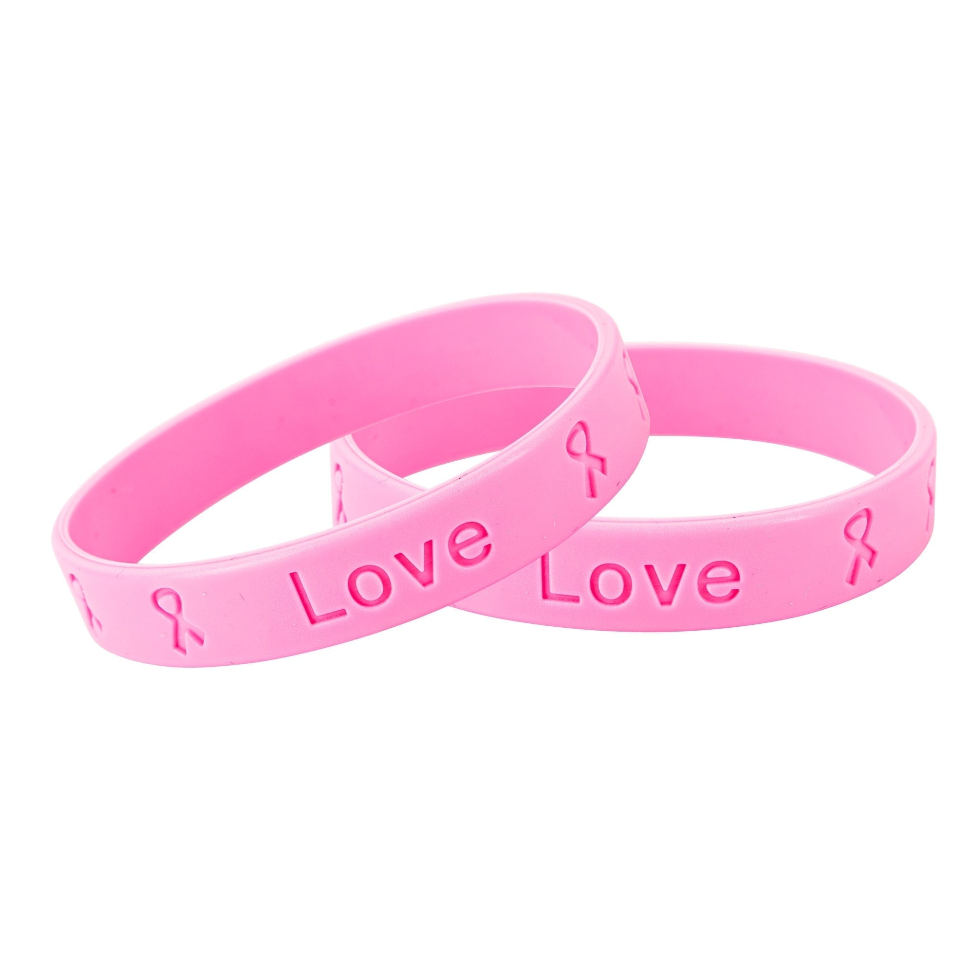 Bulk Pink Breast Cancer Awareness Silicone Bracelets (100 Bracelets ...