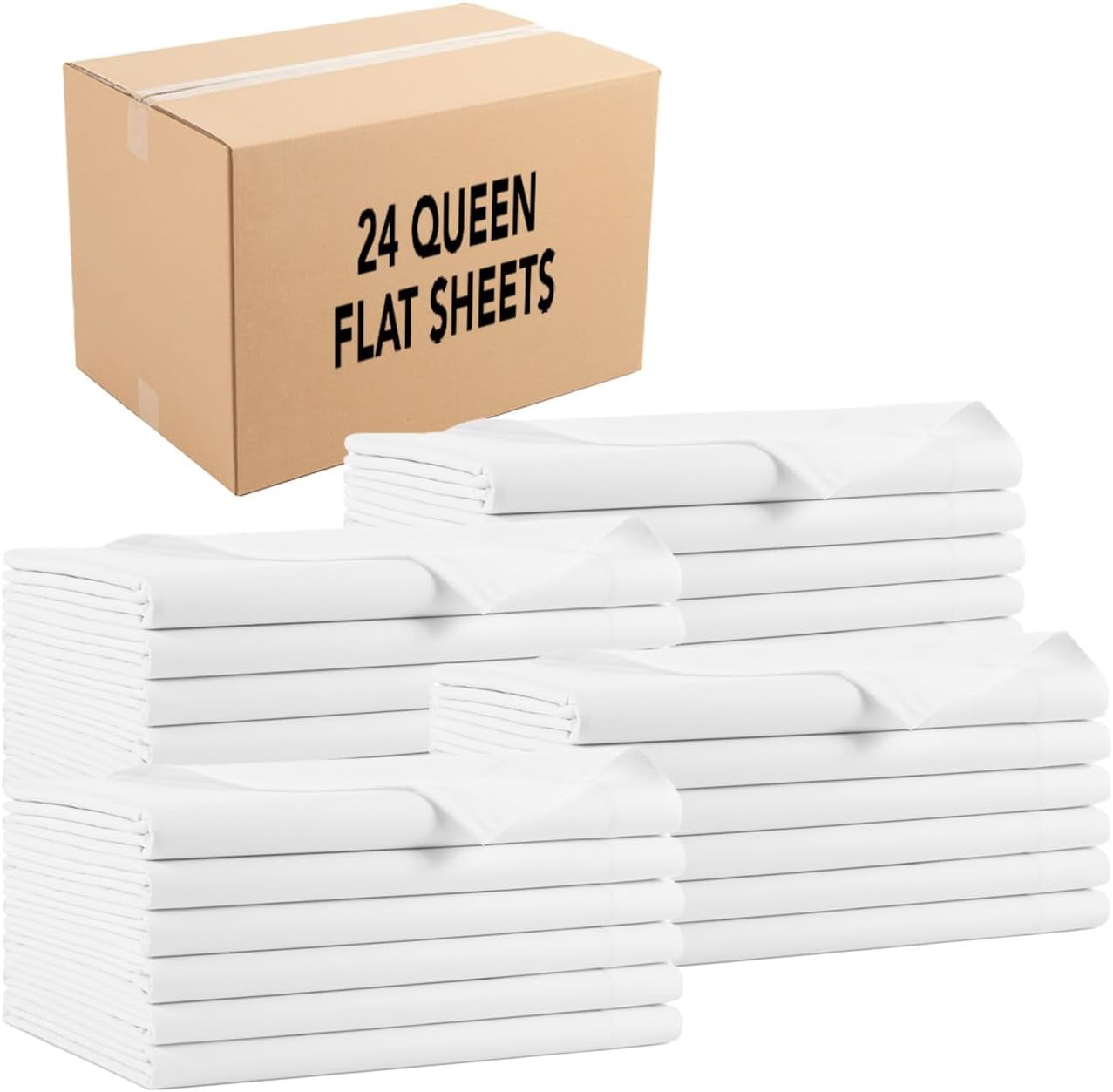 Bulk Queen Flat Bed - Case of 24 - Soft Cotton Blend 200 Thread Count ...