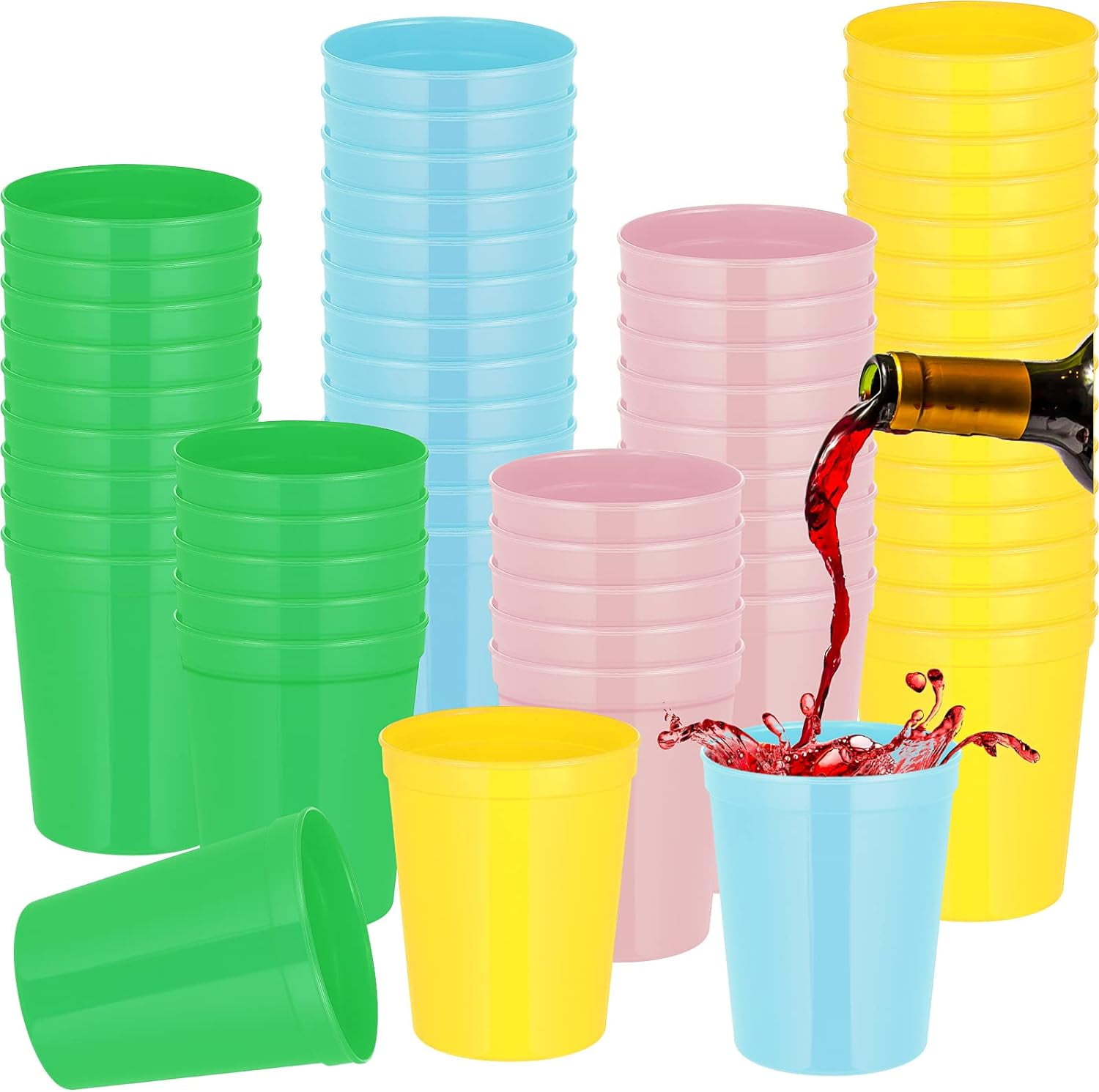 Bulk Reusable Plastic Kids Stadium Cups - Colorful Drinking Cups for ...