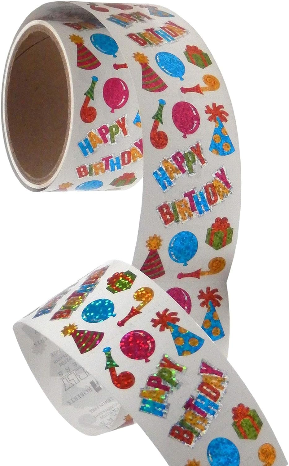 Bulk Roll Birthday Themed Prismatic Stickers, Assortment - 50 Repeats ...