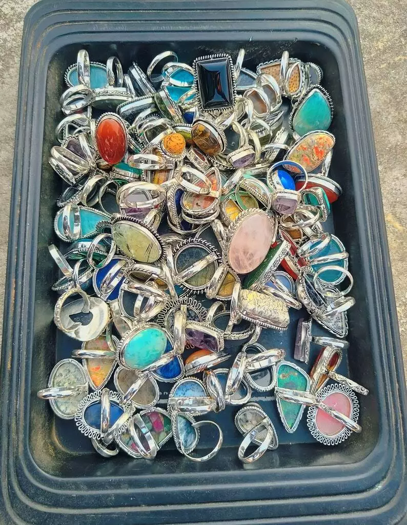 Bulk Sale! Mixed Gemstone Rings Wholesale Lot – 925 Sterling Silver ...