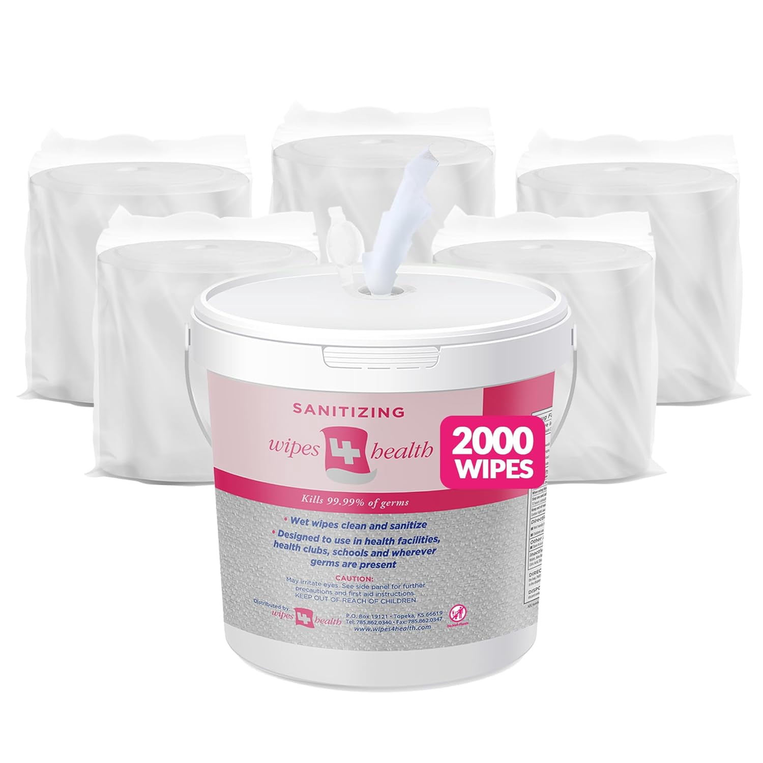 Bulk Sanitizing Wipes Bucket Refill (400 Count) - 5 Refill Rolls (2000 ...