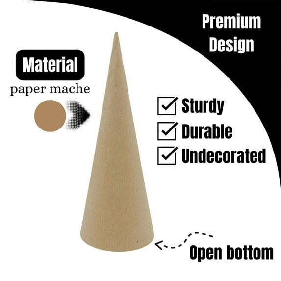 Bulk Set Unfinished Paper Mache Cones Open Bottom 7 x 3 in.- 100 cones ...