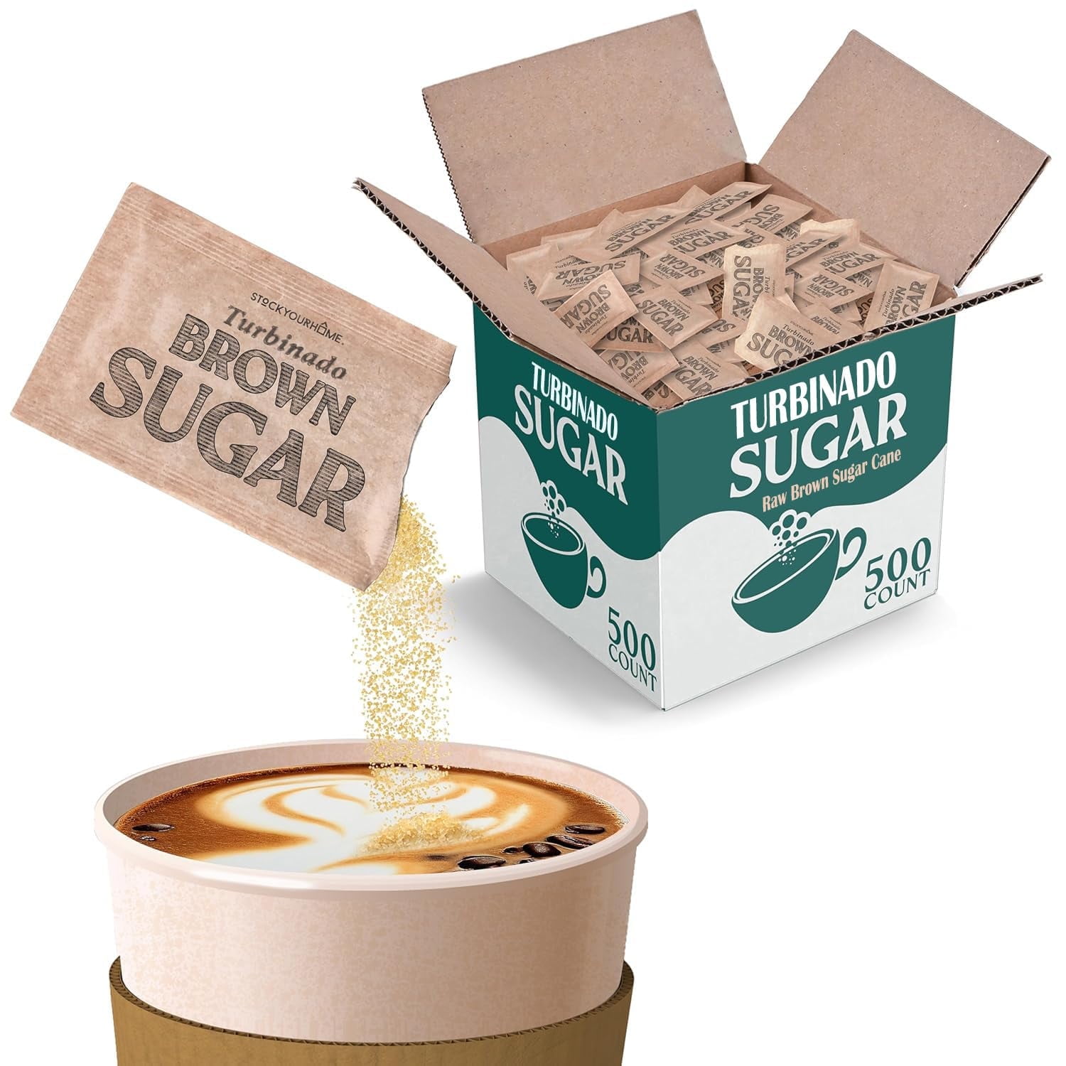 Bulk Sugar Packets, 500 Count - Individual Servings of Turbinado Sugar ...