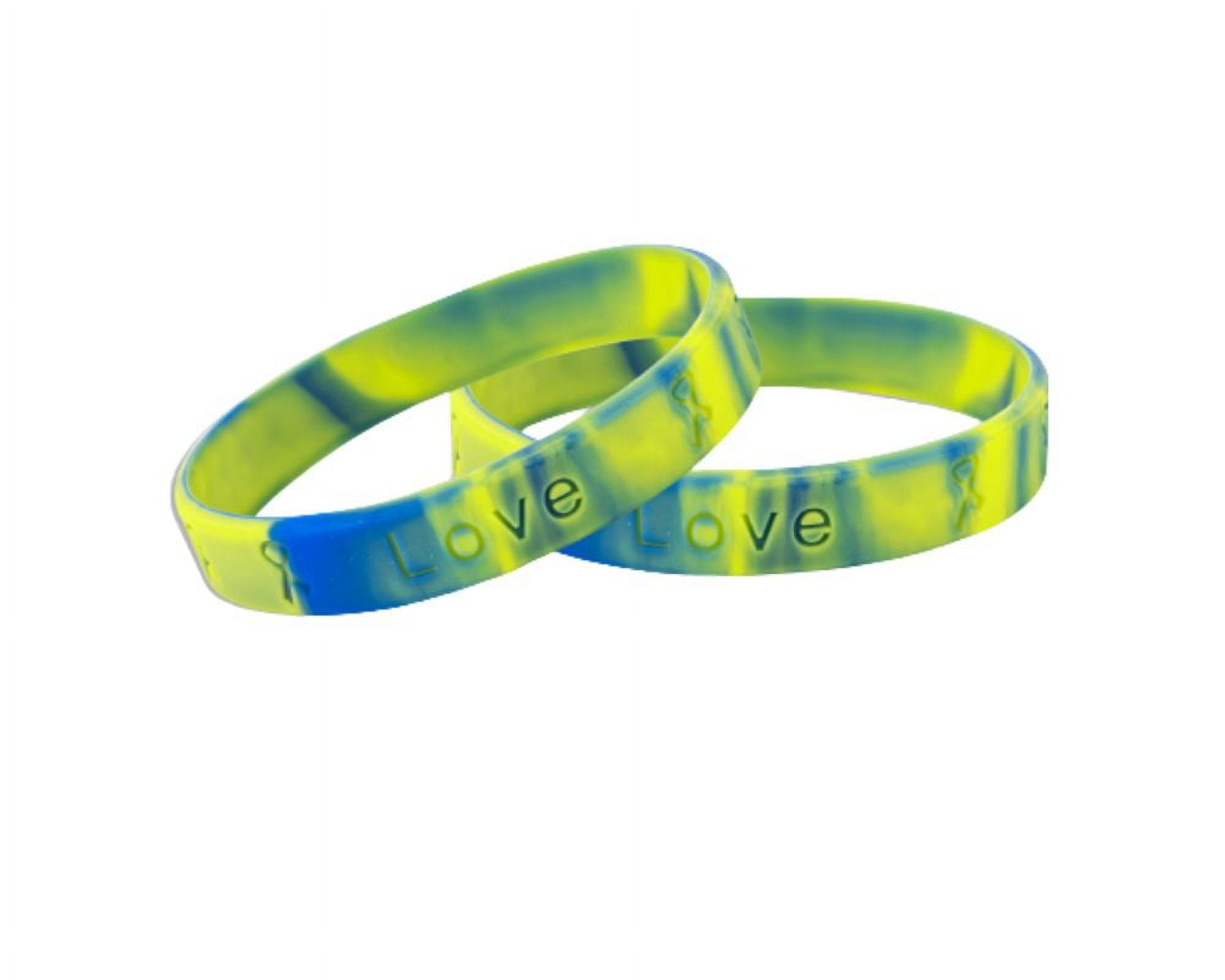 Bulk Support Ukraine Awareness Blue & Yellow Silicone Bracelets (50 ...