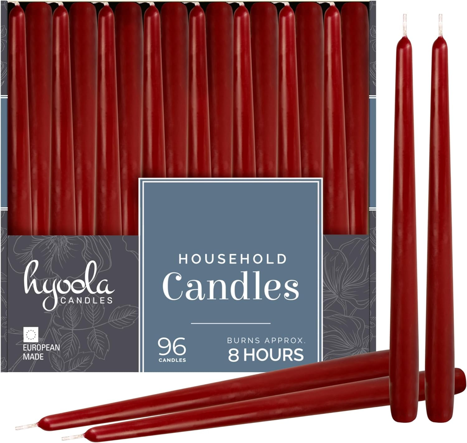Bulk Tall Taper Candles - 10 Inch Burgundy Unscented Dripless Tapers ...