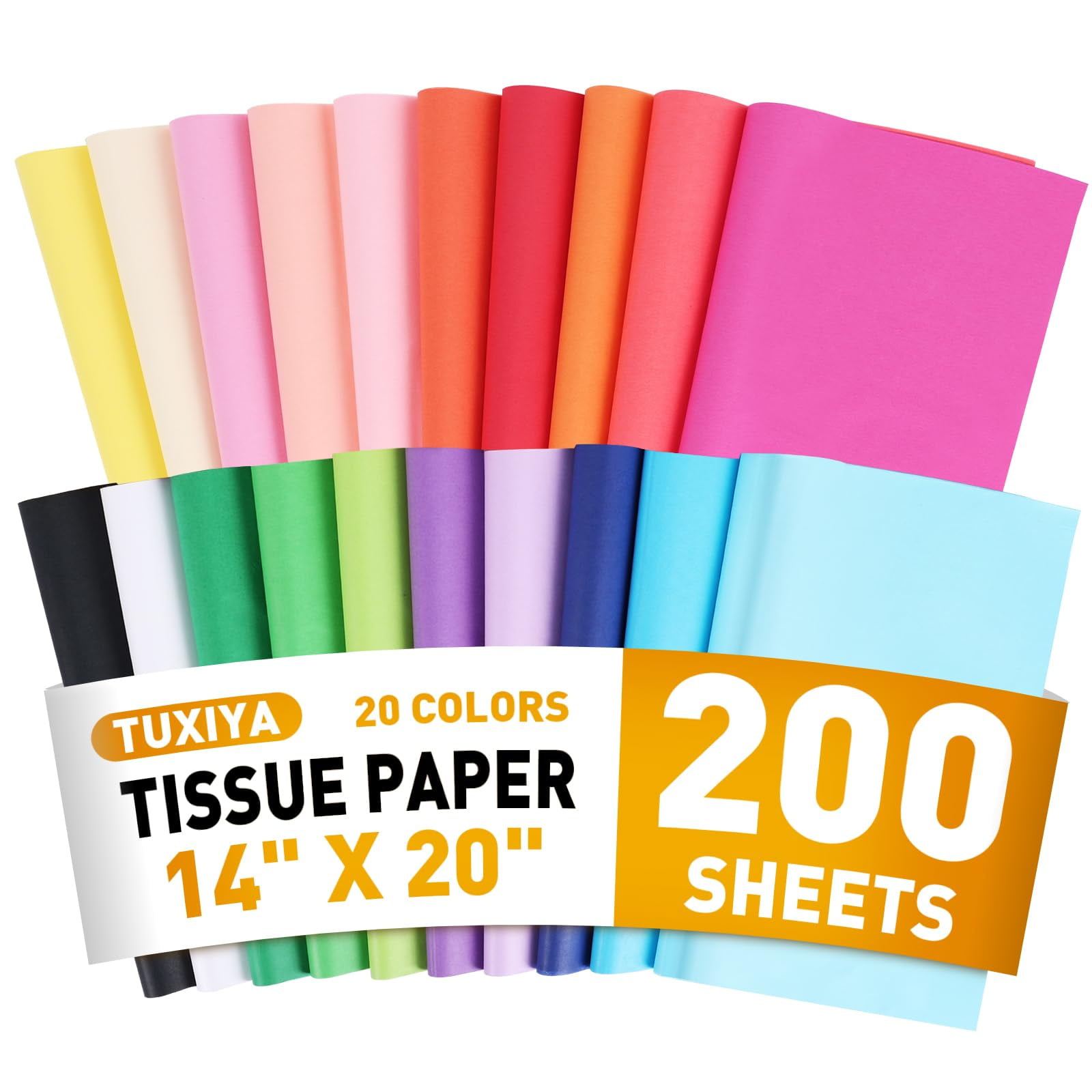Bulk Tissue Paper 200 Sheets, 20 Vibrant Colors for Gift Wrapping ...