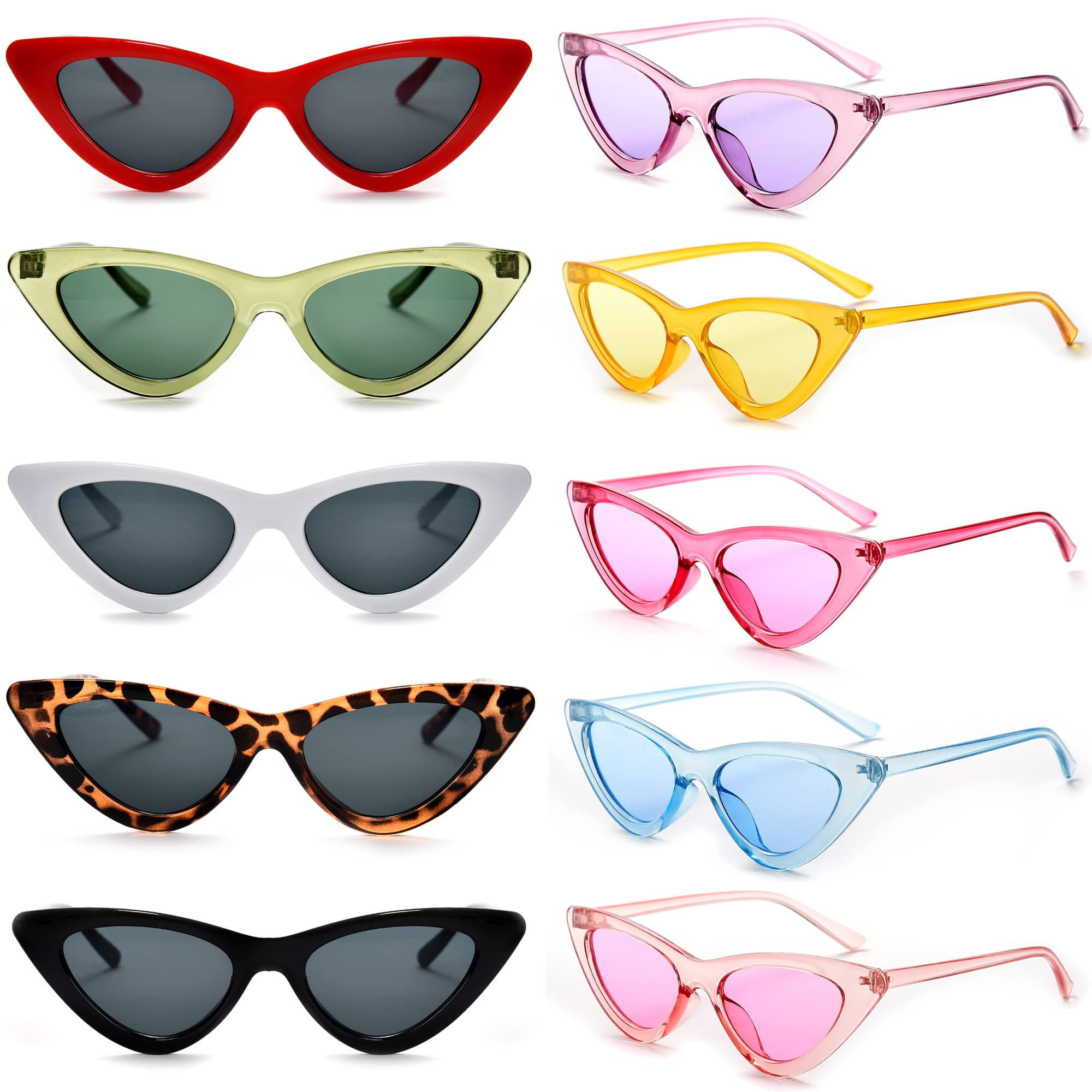 FSMILING Bulk Vintage Narrow Cat Eye Sunglasses, Retro 50s 60s Y2K ...