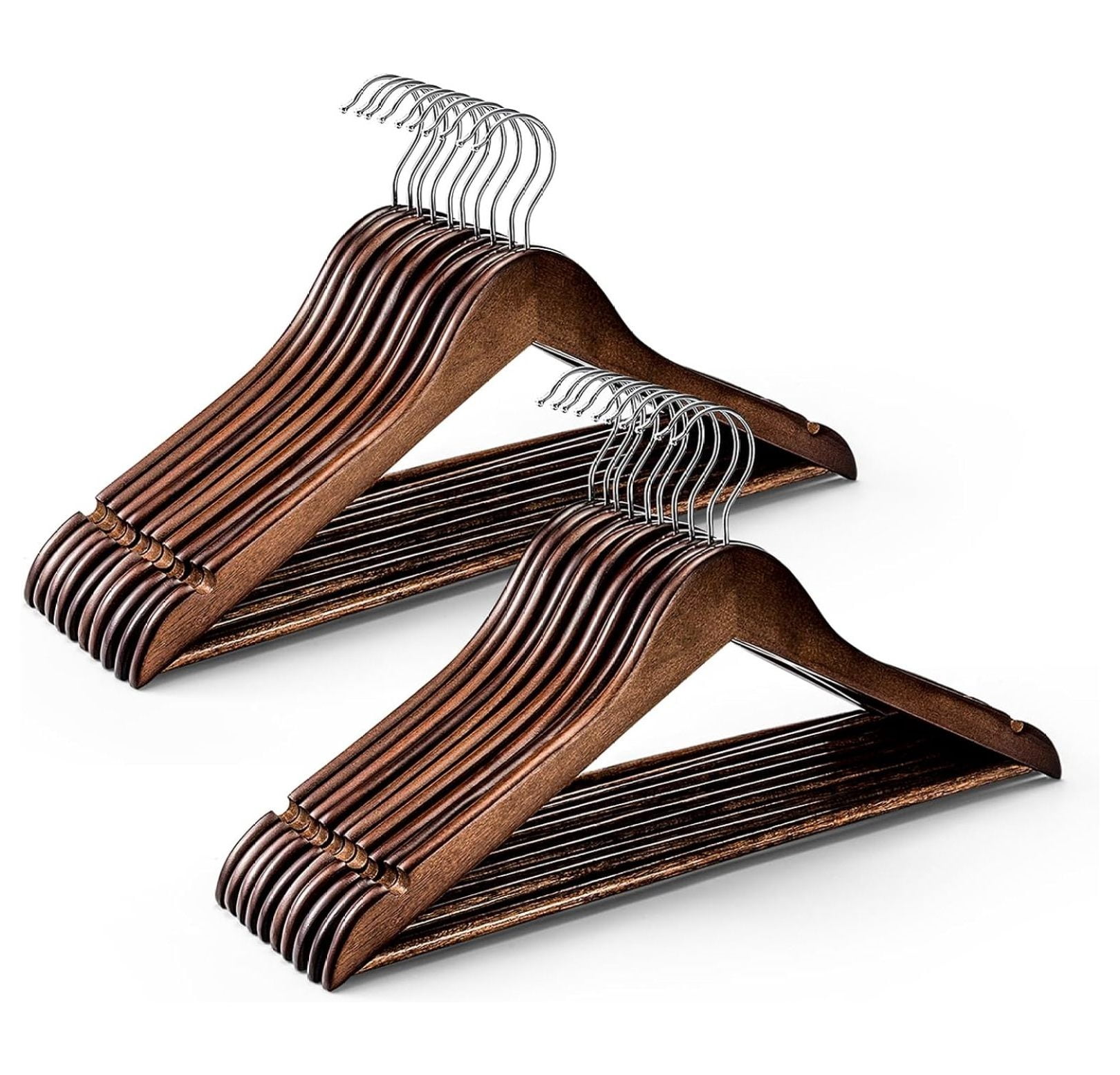 Bulk Wooden Hangers 200 Pack, Heavy Duty Wood Coat Hangers for Closet ...