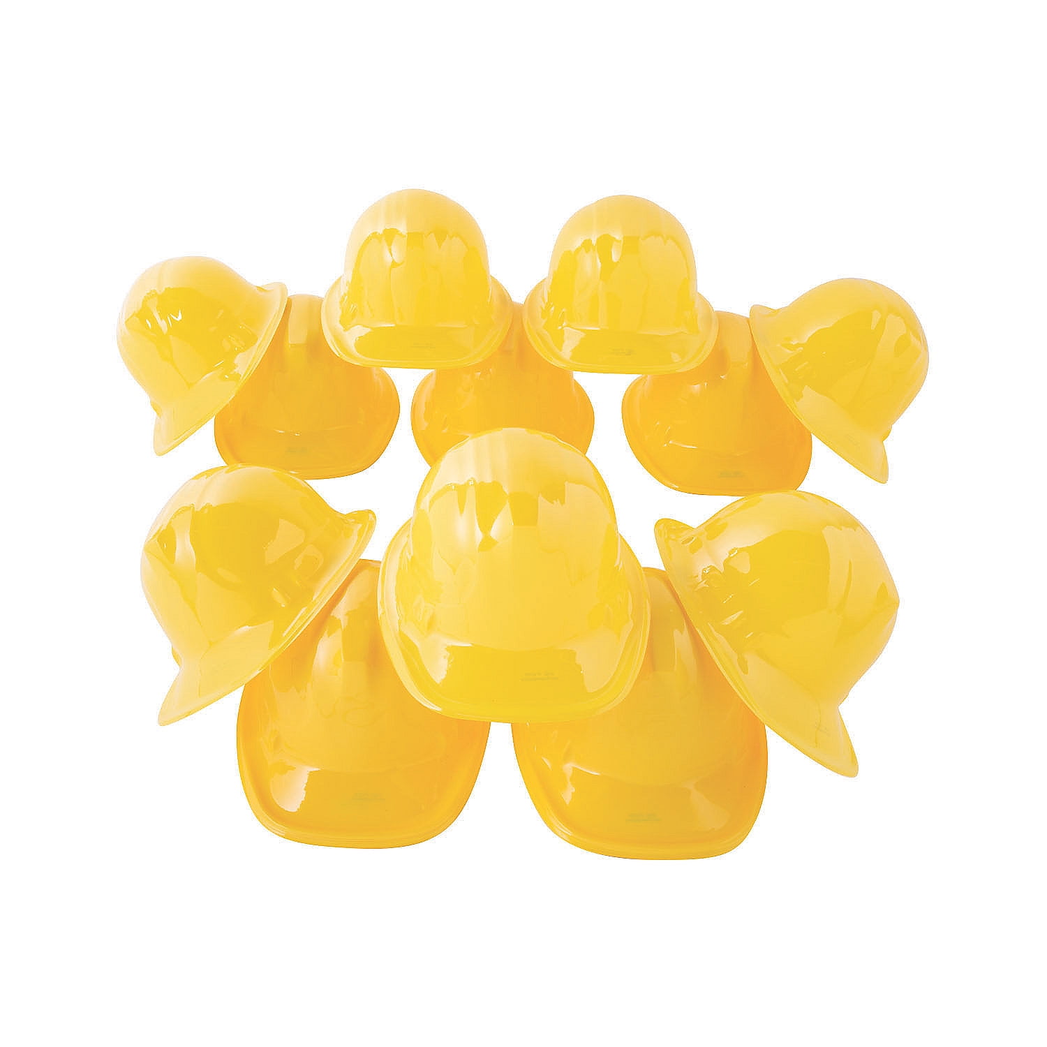 Kids' Bulk Yellow Construction Hats, Plastic Apparel Accessories, Party ...