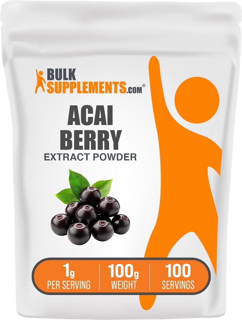 BulkSupplements.com Pure Acai Berry Extract Powder, Superfood, 1000mg ...