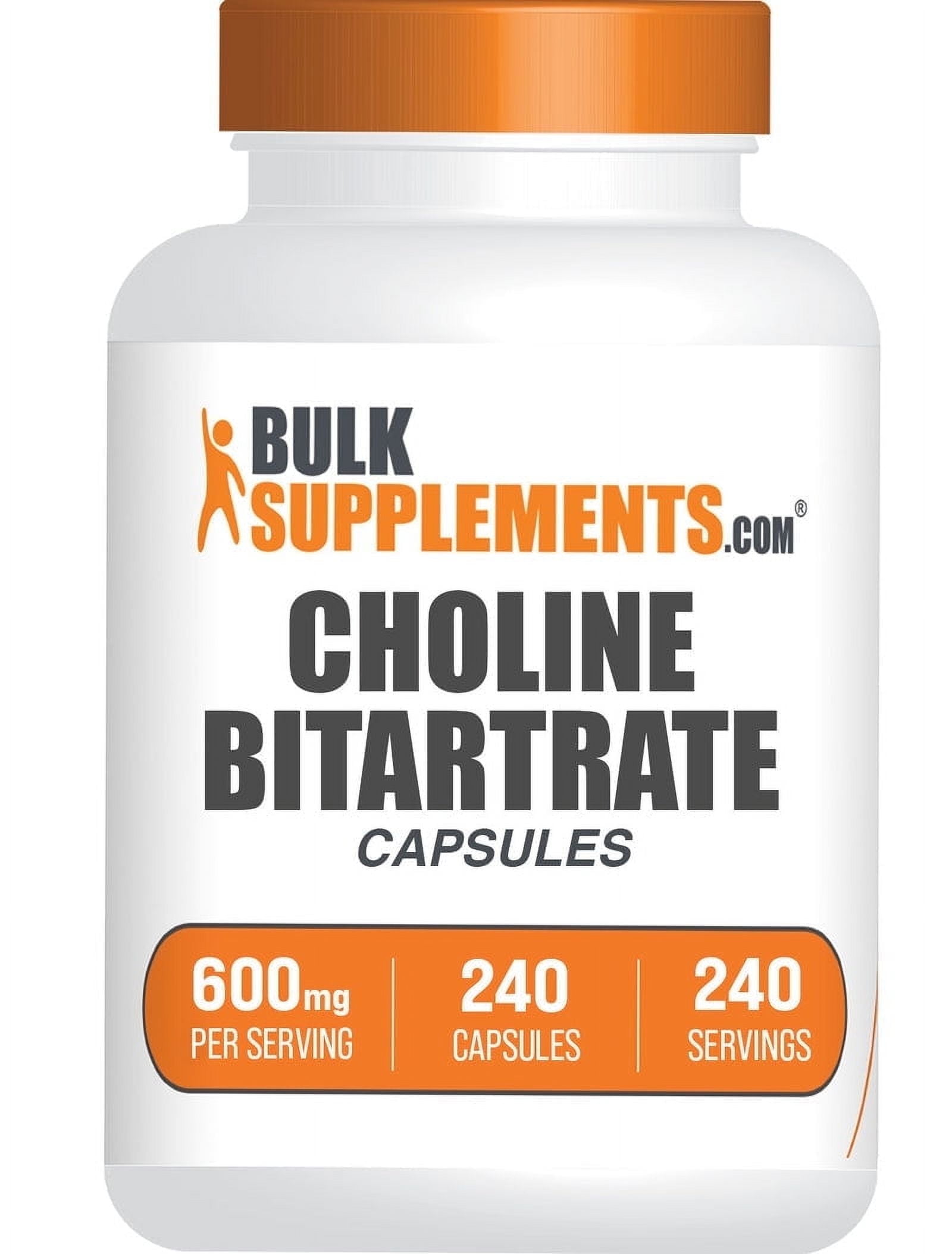 BulkSupplements Choline L-Bitartrate Capsules - Gluten Free, 600mg per ...