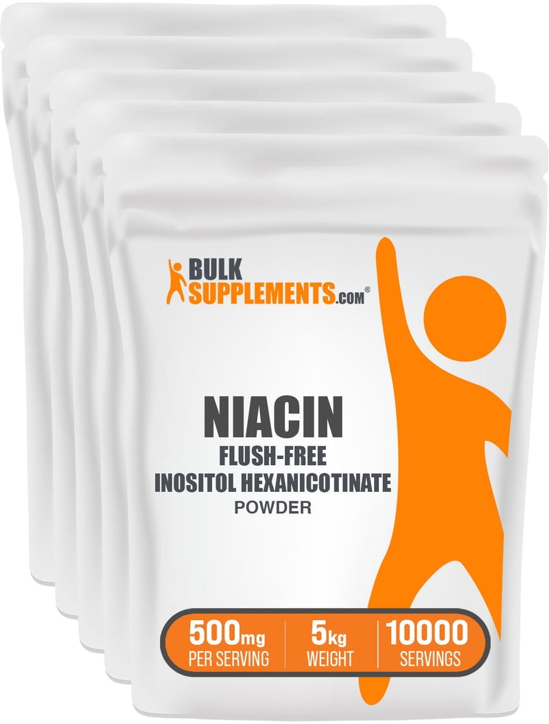 BulkSupplements Flush Free Niacin (Inositol Hexanicotinate) Powder- 500mg per Serving - 5 ...