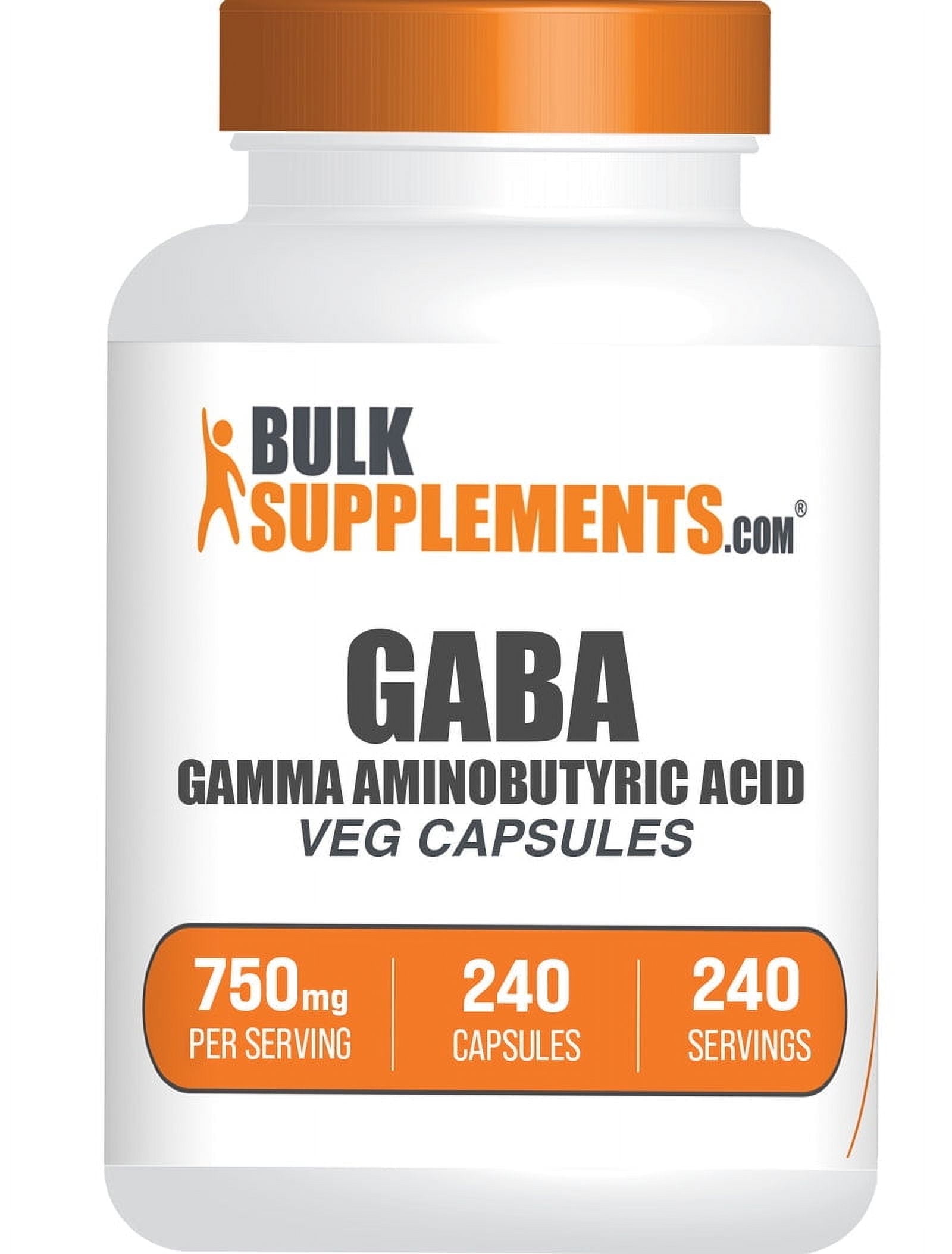 BulkSupplements GABA Capsules - 750mg per Serving (240 Capsules - 240 ...