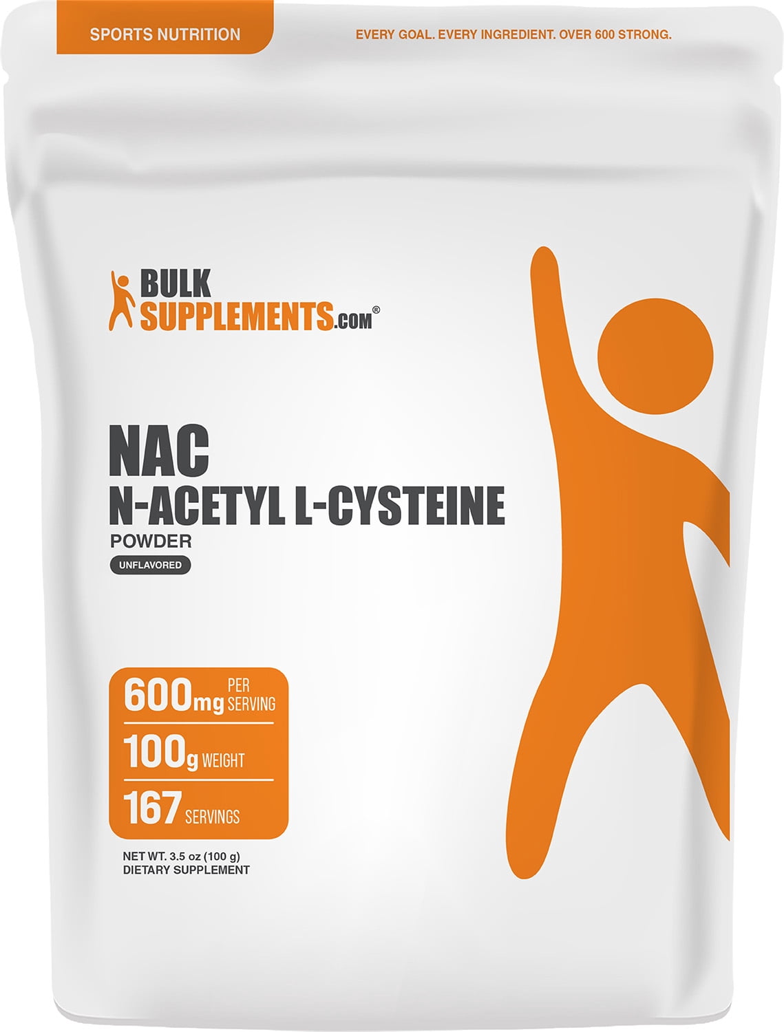 BulkSupplements.com Pure NAC (N-Acetyl L-Cysteine) 600mg Powder ...