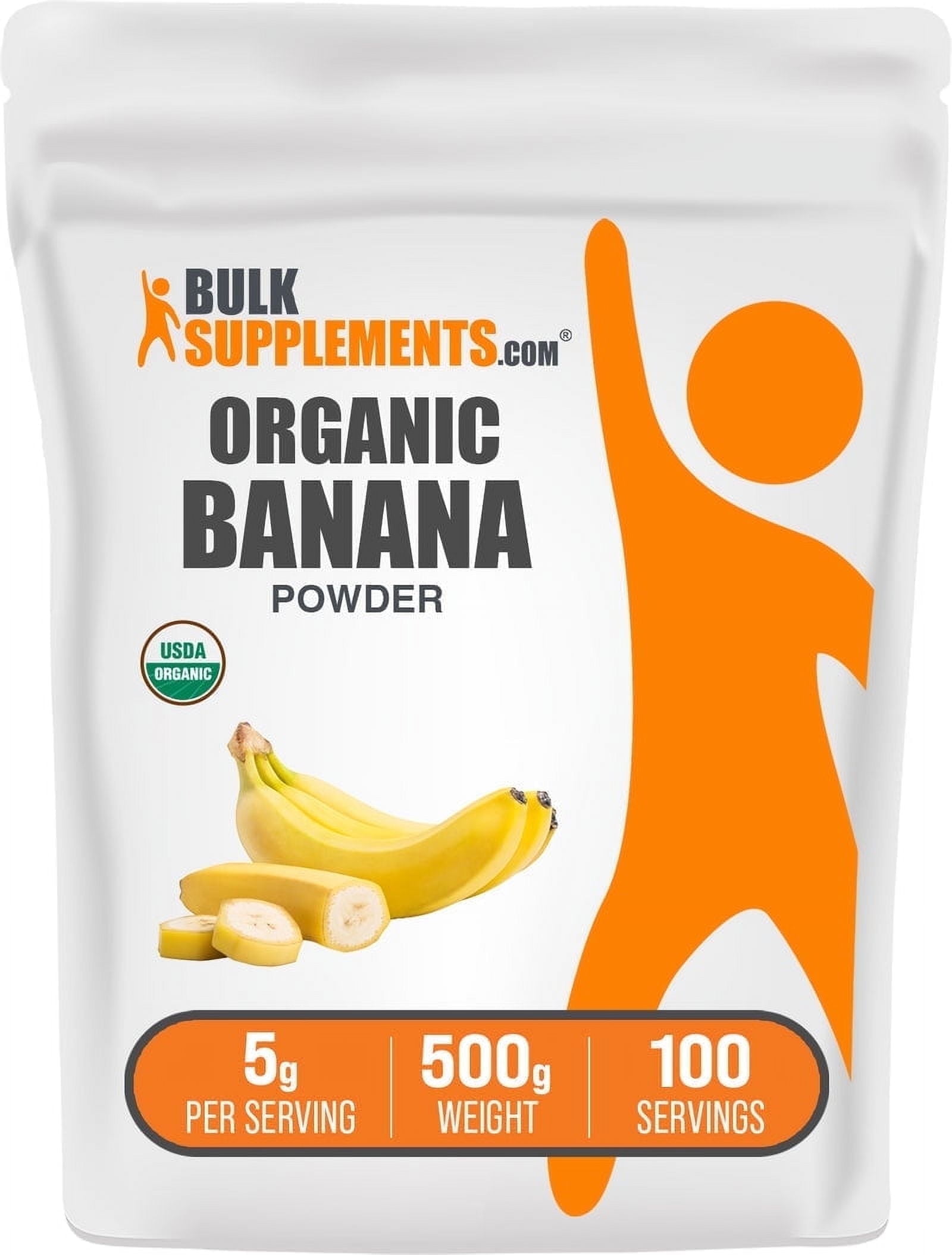 BulkSupplements Organic Banana Powder - 5g per Serving - 500 Grams (1.1 ...