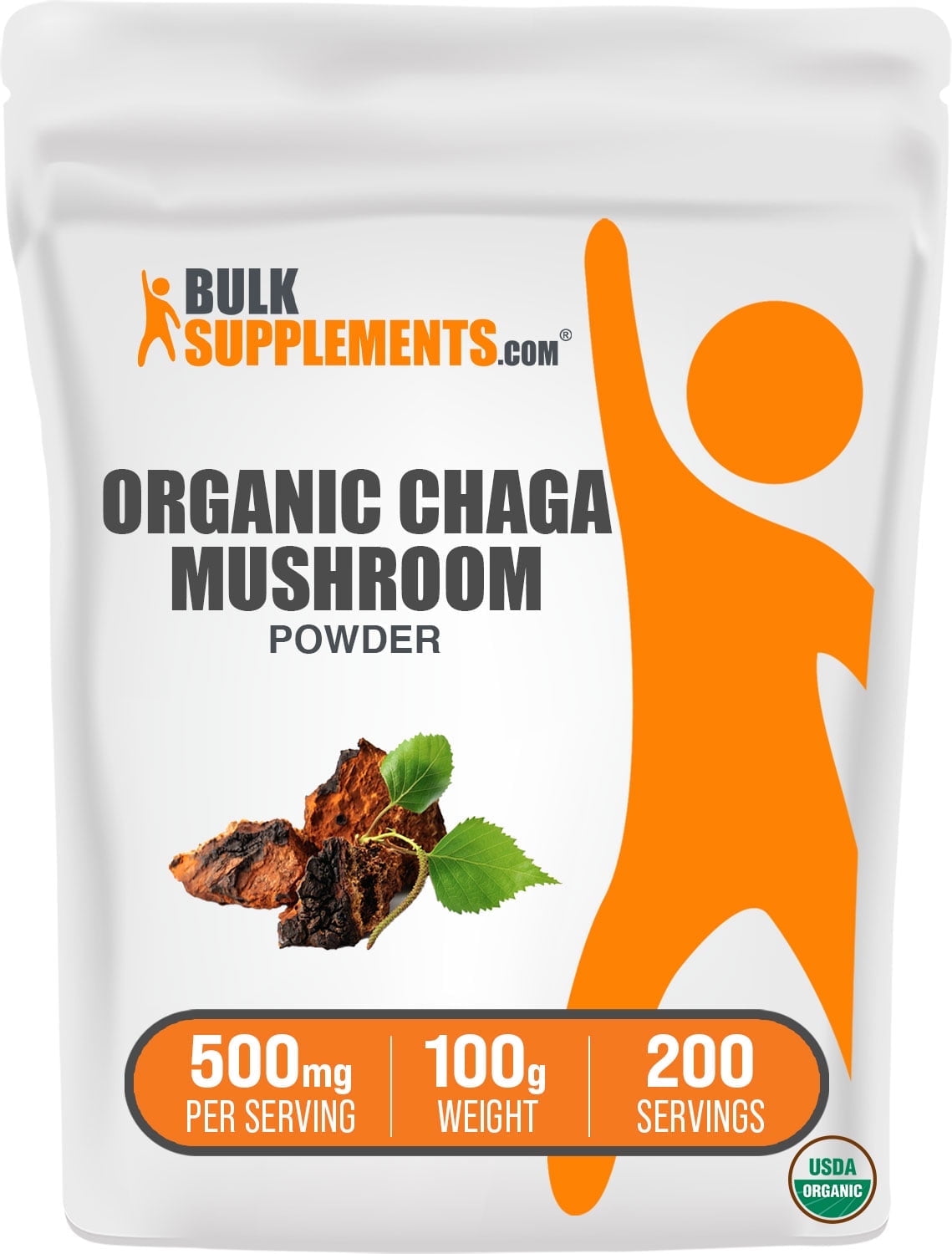 BulkSupplements Organic Chaga Mushroom Powder, 500mg - Superfood for ...