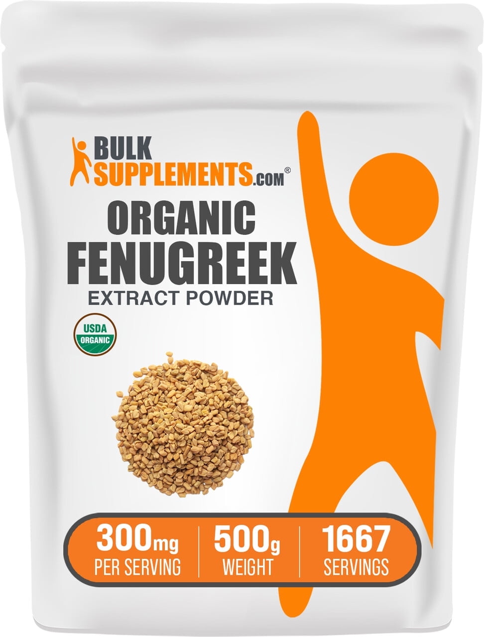 BulkSupplements Organic Fenugreek Extract Powder- 300mg per Serving ...