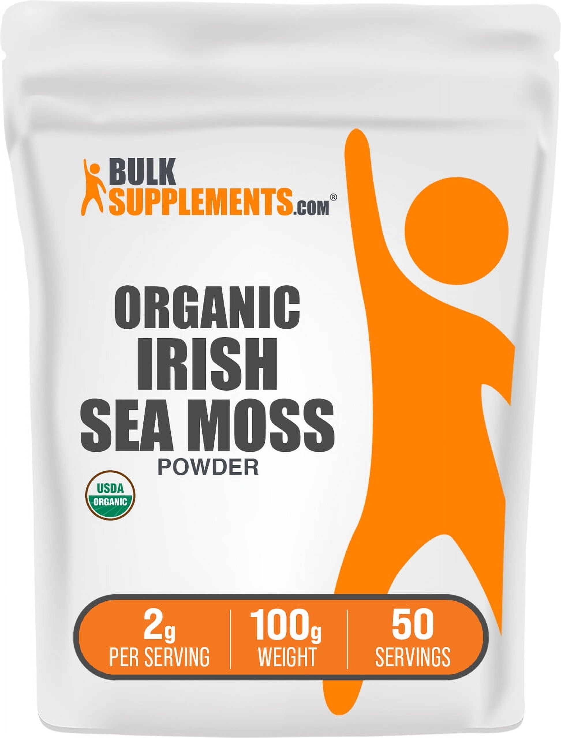 BulkSupplements Organic Sea Moss Powder - 2g per Serving - 100 Grams (3 ...