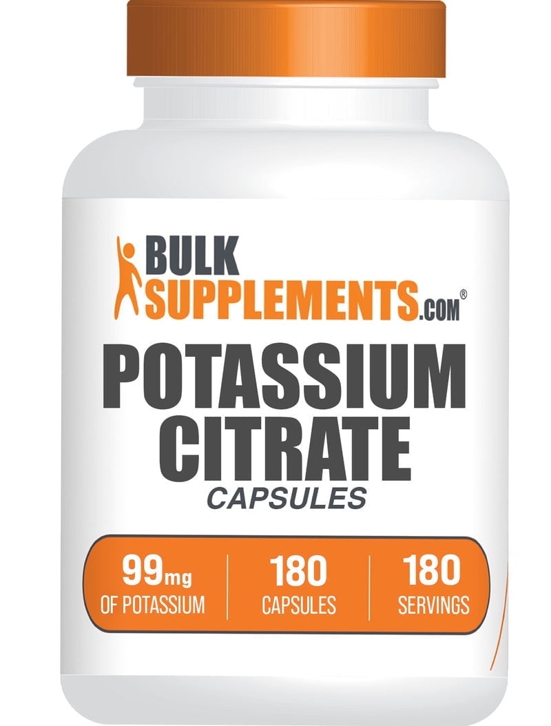 BulkSupplements Potassium Citrate Capsules, 180 ct, 99mg - Walmart.com