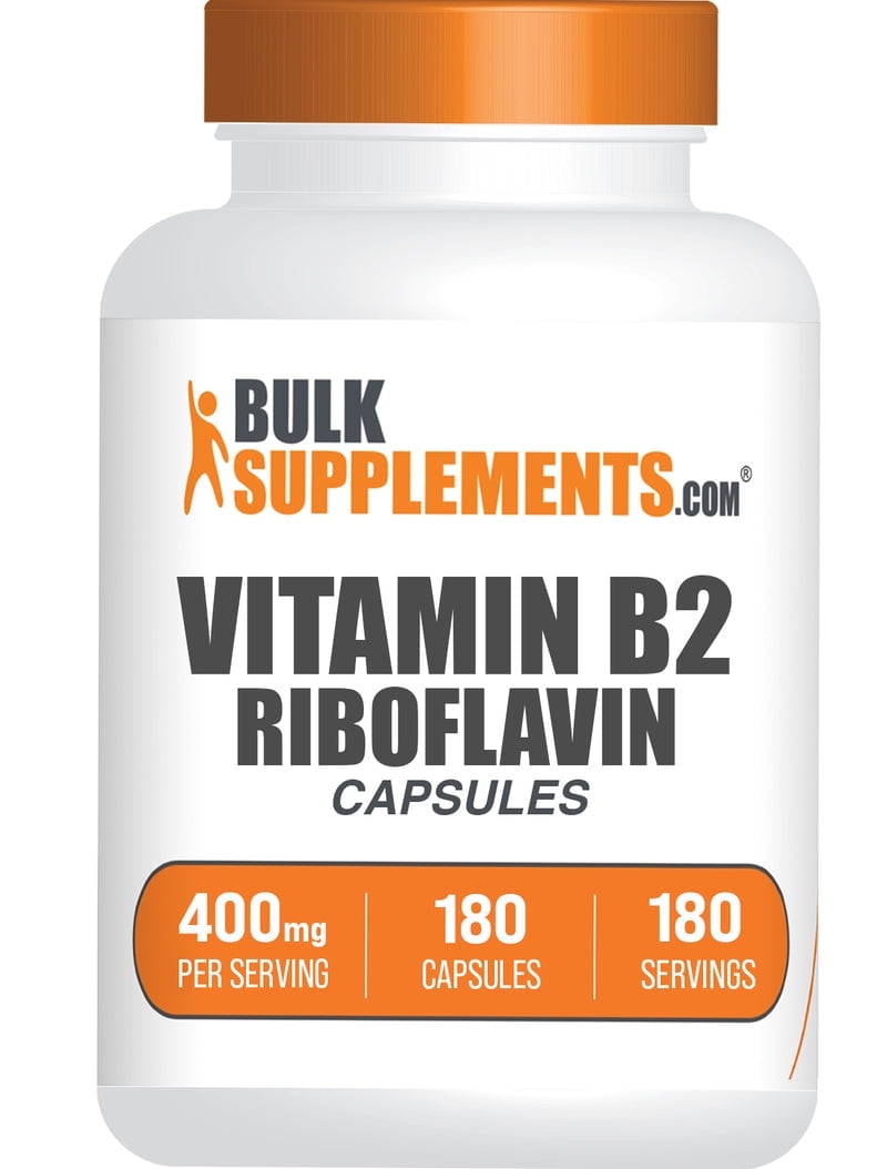 BulkSupplements Riboflavin Capsules, Vitamin B2 Supplement, 400mg, 180 ...